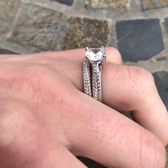 Jewelry | Round Solitaire Silver Wedding Ring Set | Poshmark